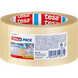 Tesa - pack Ultra Strong - PVC-Klebebänder für festes Verpacken und sicheres Bündeln - Transparent - 66 m x 50 mm - transparent