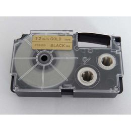 Schriftband-Kassette kompatibel mit Casio KL-HD1, KL-P1000 Etiketten-Drucker 12mm Schwarz auf Gold - vhbw