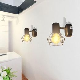 Wandleuchten 2 Stk. LED-Glühlampe Industrie-Stil DrahtscProlenta - Schwarz