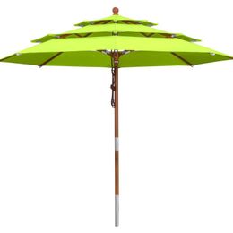 Sonnenschirm 3,5m rund 3-lagig 3 Apfelgrün- Etagen design Schirm - UV-Schutz - Pagoden Optik - Apfelgrün / Limette - anndora
