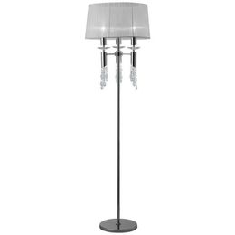 Inspired Mantra - Tiffany - Stehlampe 3 + 3 Leuchte E27 + G9, Chrom poliert mit weißem Schirm und klarem Kristall