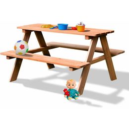 Coemo - Picknicktisch Holz Kinder Sitzgruppe Gartentisch Sitzgarnitur Braun - Braun