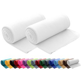 wometo - 2er Set Polar- Fleecedecke 130x160 cm ca. 400g wertiges Gewicht OekoTex mit Anti-Pilling Kettelrand Farbe weiß (viele Farben) - weiß