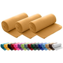 wometo - 3er Set Polar- Fleecedecke 130x160 cm ca. 400g wertiges Gewicht OekoTex mit Anti-Pilling Kettelrand Farbe gelb in vielen bunten Farben - gelb