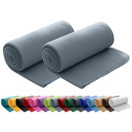 wometo - 2er Set Polar- Fleecedecke 130x160 cm ca. 400g wertiges Gewicht OekoTex mit Anti-Pilling Kettelrand Farbe grau (viele Farben) - grau