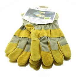 Blackfox - Garten - Handschuhe Fleece Ockergelb Größe 8/M - Leder & Stoff