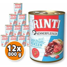 Pur Kennerfleisch Geflügelherzen 800 g Hundefutter Nassfutter - Rinti