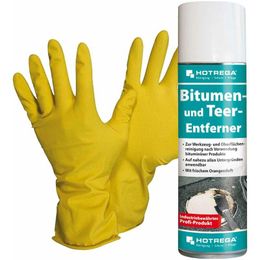 HOTREGA Bitumen und Teer Entferner 300 ml SET + NITRAS Handschuhe Gr. 10