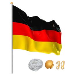 HENGDA - Aluminium Fahnenmast 6.50m inkl Seilzug inkl Deutschlandfahne Flaggenmast Mast Flagge Alu