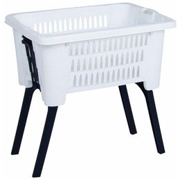 Spetebo Wäschekorb mit klappbaren Füßen 60 x 40 cm - weiß - Kunststoff Stand Wäschebox Korb
