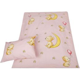 Bestlivings - Kinder Bettwäsche 2-tlg ( 100x135cm / 40x60cm ) Bettdecken Set, 100% Baumwolle - Babybettwäsche mit Motiv - Bärchen Rosa - Bärchen Rosa