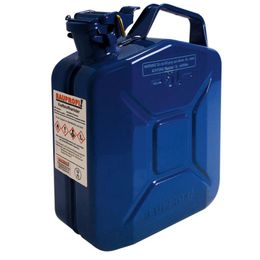 Hausmarke Benzinkanister 5 Liter Metall Stahlblech Kanister mit Sicherungsstift blau
