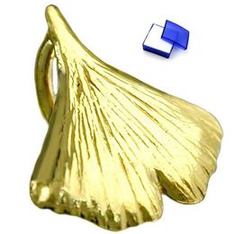 unbespielt Kettenanhänger Anhänger Ginkgoblatt glänzend 9 Karat 375er Gold 9 x 8 mm inklusive kleiner Schmuckbox