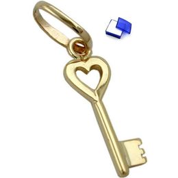 unbespielt Herzanhänger Kettenanhänger Anhänger Herz Schlüssel glänzend 9 Karat Gold 13 x 5 mm inklusive kl. Schmuckbox
