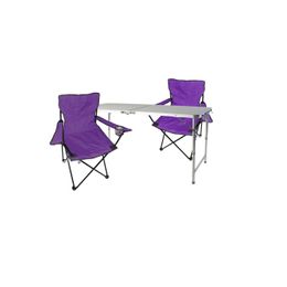 Mojawo Essgruppe 3-teiliges Campingmöbel Set lila Tisch höhenverstellbar Stühle Tasche