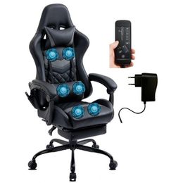 Delman Gaming-Stuhl Bürostuhl Chefsessel Massagefunktion mit 6 Vibrationspunkten