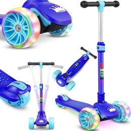 Kidiz® Roller Kinder Scooter X-Pro2 Dreiradscooter mit PU LED Leuchtenden Räder Kinderroller faltbar Tret-Roller höhenverstellbarer Cityroller Kinderscooter für Jungen Mädchen 3-12 Jahre