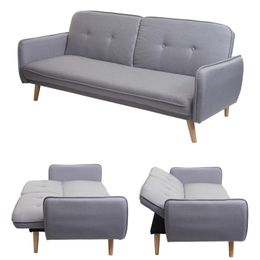 Schlafsofa MCW-J18, Couch Klappsofa Gästebett Bettsofa, Schlaffunktion Stoff/Textil 185cm ~ grau