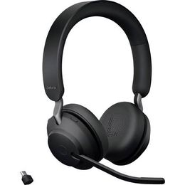 Jabra Evolve2 65 UC Telefon On Ear Headset Bluetooth® Stereo Schwarz Lautstärkeregelung, Batterieladeanzeige, Mikrofon-Stummschaltung