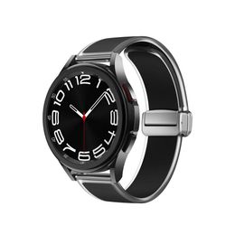 Wigento Smartwatch-Armband Für Samsung Galaxy Watch 6 5 4 Magnetisches Silikon Armband Schwarz