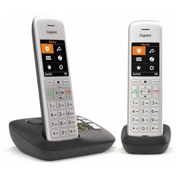 Gigaset CE575A Duo Schnurlostelefon mit Anrufbeantworter silber/schwarz Festnetztelefon