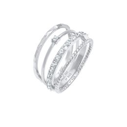 Elli Ring Set 'Kristall' Damen Gr&ouml;&szlig;e 54 silber