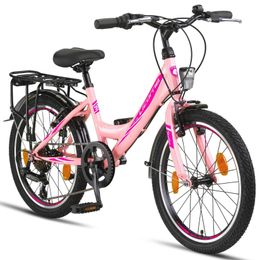 Licorne Bike Stella Premium City Bike 20,24,26 und 28 Zoll Fahrrad f&uuml;r M&auml;dchen Herren und Damen 21 Gang (6 Gang bei 20 Zoll) Holland Citybike Zoll:20;Farbe:Rosa