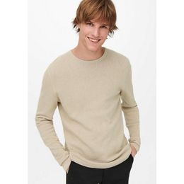 Only & Sons ONLY & SONS Rundhalspullover PANTER 12 STRUC CREW NECK KNIT, beige