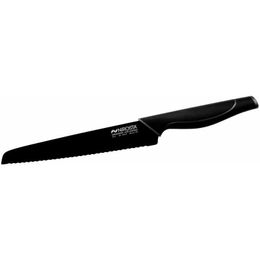 Nirosta - Brotmesser wave, gezahntes Küchenmesser aus Edelstahl, Soft-Touch Griff, Wellenschliff-Klinge mit schwarzer Antihaftbeschichtung,
