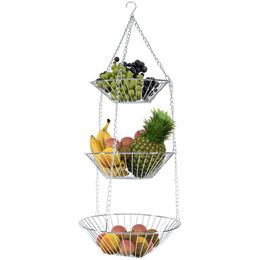 Intirilife Küchenampel Hängekorb für Obst und Gemüse - 3 Stockwerke, Obstkorb zum Aufhängen, 3 Etagen - grey