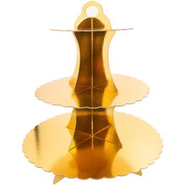 Intirilife - Etagere aus Karton mit 3 Ebenen in Gold - 29 / 21.5 / 16 x 35 cm - Tortenständer aus Pappe, Muffinständer Cupcake Ständer zum selbst