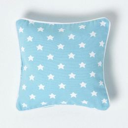 Homescapes - Kissenbezug aus Baumwolle mit Sternen, blau, 30 x 30 cm - Hellblau