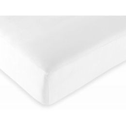 Spannbetttuch Weiß 200 x 200 cm / 100% Baumwolle / 57 Fäden/cm² King size - Blanc