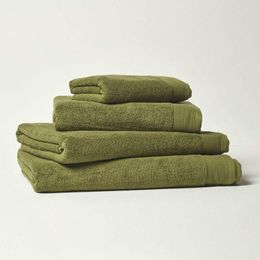 Premium Seiftuch 2er-Set olivgrün 30x30cm, ägyptische Baumwolle 700g/m² - Olivgrün - Homescapes
