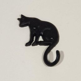 Homescapes - Wanddeko-Katze aus Gusseisen - Schwarz