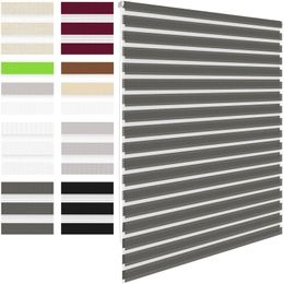 ECD Germany Doppelrollo Klemmfix ohne Bohren, 60x150 cm, Dunkelgrau, lichtdurchlässig und verdunkelnd, Fensterrollo Seitenzugrollo Sonnenschutzrollo Zebrarollo