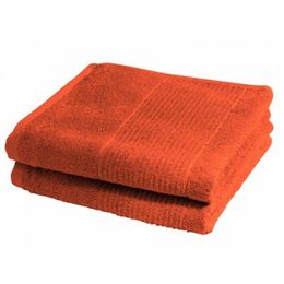 Fleuresse - Frottier Handtuch 2-er Set Größe 50x100 cm, Farbe 13 rot orange