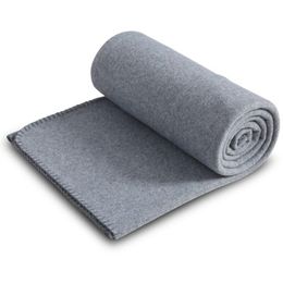 wometo - premium Fleecedecke melange OekoTex 130x160 cm ca. 550g extra dick - grau melange (Bi-Color) mit Anti-Pilling und Qualitäts-Kettelrand - grau