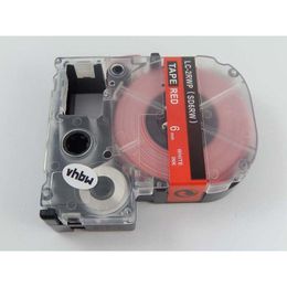 Schriftband-Kassette kompatibel mit KingJim SR40, SR530, SR530C, SR550, SR6700D, SR750, SR950, SR-PBW1 Etiketten-Drucker 6mm Weiß auf Rot - vhbw