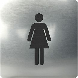 vasalat - wc Symbol Frau selbstklebend, 100 x 100 mm, Kunststoff Edelstahl-Effekt