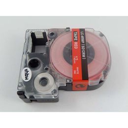 Schriftband-Kassette kompatibel mit KingJim SR-PBW1, SR-RK1 Etiketten-Drucker 12mm Weiß auf Rot - vhbw