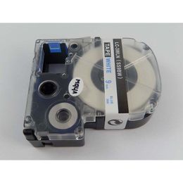 Schriftband-Kassette kompatibel mit KingJim SR530C, SR550, SR530, SR6700D, SR950, SR750, SR-PBW1, SR40 Etiketten-Drucker 9mm Blau auf Weiß - vhbw