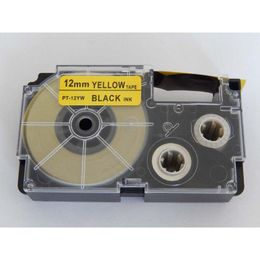 Schriftband-Kassette kompatibel mit Casio KL-130, KL-200, KL-2000, KL-120, KL-100E, KL-1500, CW-L300 Etiketten-Drucker 12mm Schwarz auf Gelb - vhbw