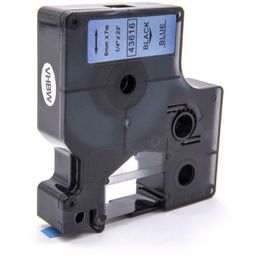 Schriftband-Kassette kompatibel mit Dymo LabelMaker pc, PC2 Etiketten-Drucker 6mm Schwarz auf Blau - vhbw
