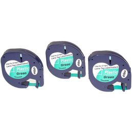 3x Schriftband Kassette Patrone 12mm kompatibel mit Dymo LetraTag 2000, LT-100H, LT-100T, Plus LT-100H, QX50, xm, xr Ersatz für 91204. - vhbw