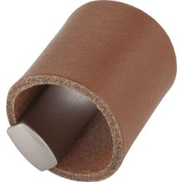 Furnipart - Möbelknopf Drum la 32mm - Ledergriff mit Metall - Ledergriff für Möbel, Leder/Zinkdruckguss braun/Edelstahl Effekt
