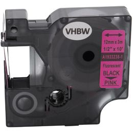 Schriftband Kassette schwarz auf leucht-pink kompatibel mit Dymo Rhino 4200, 5000, 5200, 6000 Etiketten-Drucker 12mm - vhbw