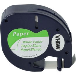 Label Tape Kassette Patronen Schriftband 12mm kompatibel mit Dymo LetraTag Plus 2000, LT-100H, LT-100T, xm 91200, S0721520. - vhbw