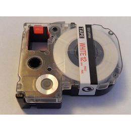 Schriftband-Kassette kompatibel mit KingJim SR530C, SR550, SR530, SR6700D, SR3900P, SR950, SR750, SR40 Etiketten-Drucker 12mm Rot auf Weiß - vhbw