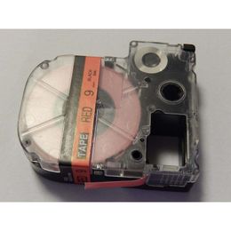 Schriftband-Kassette kompatibel mit KingJim SR530C, SR550, SR530, SR6700D, SR3900P, SR950, SR750, SR40 Etiketten-Drucker 9mm Schwarz auf Rot - vhbw
